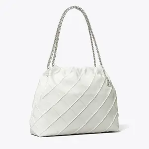 Tory Burch Fleming Soft Distressed Hobo Bag - Blanc