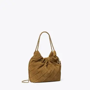 Tory Burch Mini Fleming Suede Drawstring Bag - Chicory Brown