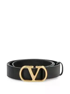 Valentino Garavani Logo-buckle Leather Belt - Black