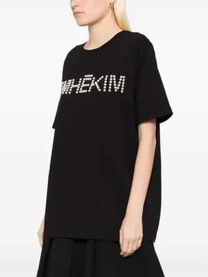 KIMHEKIM Faux Pearl Embellishment Logo T-shirt