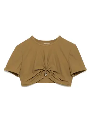 Christopher Esber Ruched Orbit Crop T-shirt - Brown