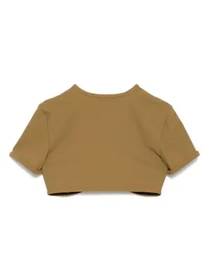 Christopher Esber Ruched Orbit Crop T-shirt - Brown
