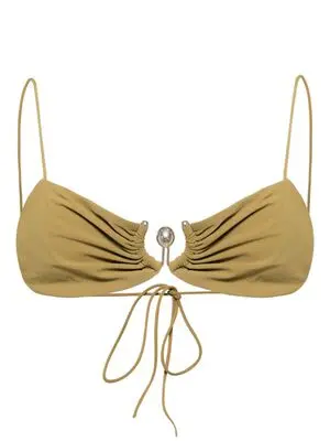 Christopher Esber Ruched Orbit Miniscule Bikini Top - Brown