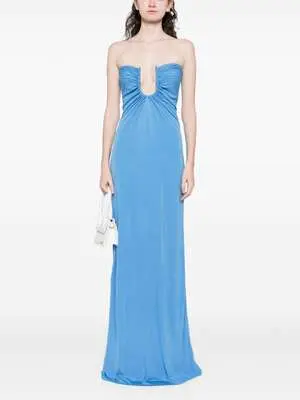 Christopher Esber Arced Palm Strapless Dress - Blue