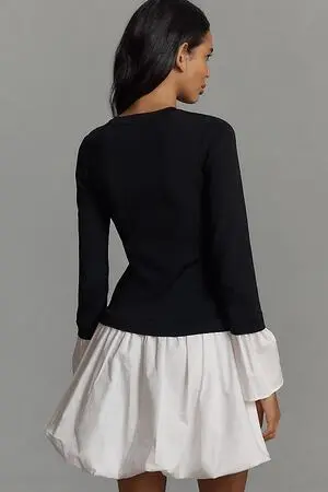 long sleeve black dress for sale Iris Pleated Long Sleeve Mini Black / XS