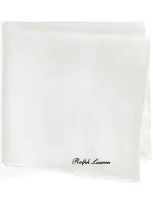 Ralph Lauren Purple Label Silk Pocket Square - White
