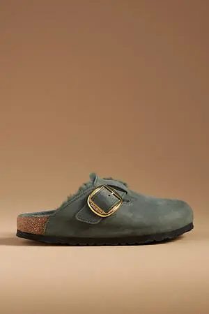 BIRKENSTOCK Boston Big Buckle Shearling Clogs Green