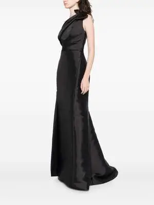 Amsale Mikado Draped Bodice Gown - Black