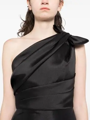 Amsale Mikado Draped Bodice Gown - Black