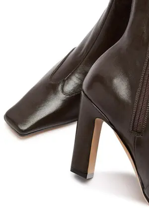 Khaite Nevada 85 Leather Ankle Boots - Brown