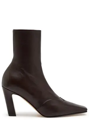 Khaite Nevada 85 Leather Ankle Boots - Brown