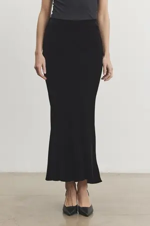 Velvet By Graham & Spencer Velvet By Graham & Spencer Eza Silk Velvet Maxi Skirt - Black