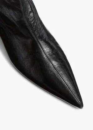 Khaite Andee Ankle Boot In Glazed Leather - Black