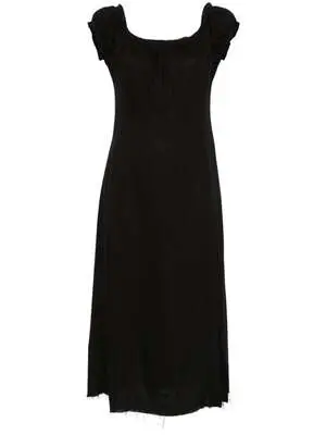 ELENA VELEZ Frayed Midi Dress - Black