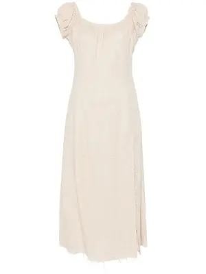 ELENA VELEZ Frayed Midi Dress - Neutrals