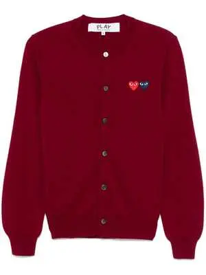 Play Comme Des Garcon Heart-patch Cardigan - Red