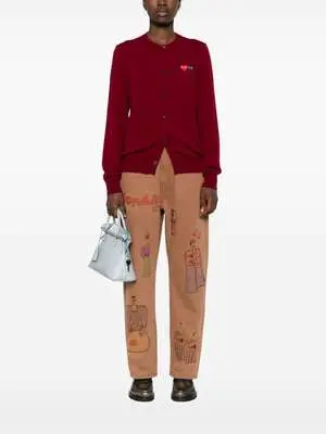Play Comme Des Garcon Heart-patch Cardigan - Red