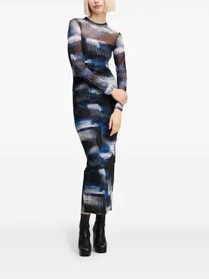 Karl Lagerfeld Glitch-print Mesh Dress
