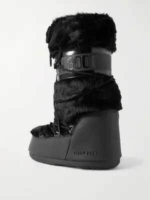 Moon Boot Icon Faux Fur And Faux Leather Snow Boots - Black