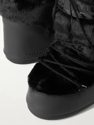 Moon Boot Icon Faux Fur And Faux Leather Snow Boots - Black