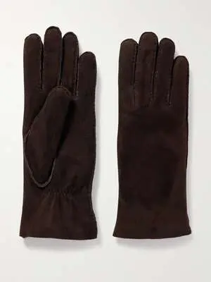 AGNELLE Denise Shearling Gloves Dark Brown