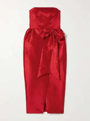 KIKA VARGAS Ava Bow-detailed Taffeta Midi Dress