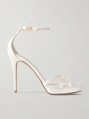Valentino Garavani Eveninglam 100 Satin Platform Sandals - Ivory