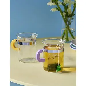 BODUM X Moma Chambord Stainless-steel Set Of Two Tea Glasses 0.3l - Yellow And Lilac