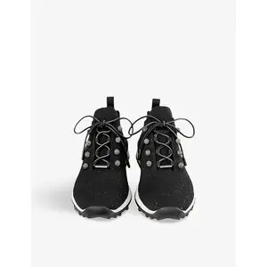 JIMMY CHOO Veles Faux Sequin-embellished Low-top Knitted Trainers - X Black