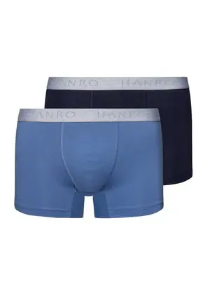 Hanro Cotton Essentials 2-pack Cotton Boxer Briefs Windy Blue/deep Navy