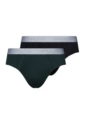 Hanro Cotton Essentials 2-pack Cotton Briefs Laurel/black