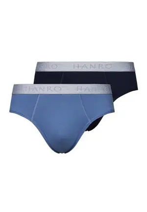 Hanro Cotton Essentials 2-pack Cotton Briefs Windy Blue/deep Navy