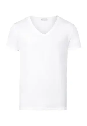 Hanro Cotton Superior Fitted V-neck Cotton T-shirt - White