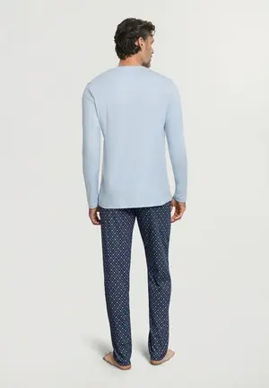 Hanro Night And Day Crew Neck Cotton Pajama Set - Squared Harmony