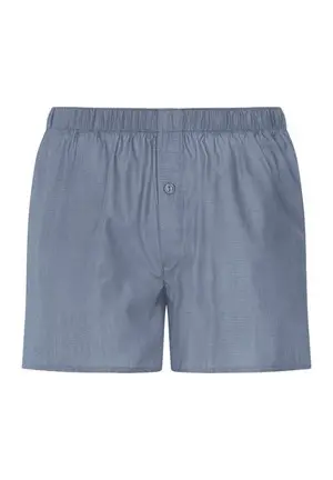 Hanro Fancy Woven Cotton Boxer Chambray Blue