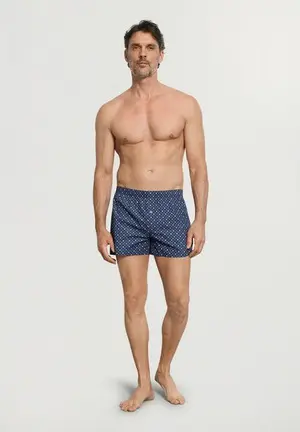 Hanro Fancy Woven Cotton Boxer - Squared Harmony