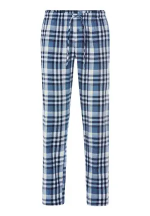 Hanro Cozy Comfort 100% Woven Cotton Flannel Pants - Pacific Squares