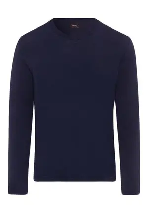 Hanro Long Sleeve V-neck Top - Deep Navy