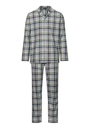 Hanro Cozy Comfort Cotton Flannel Button Front Pajama Set - Wintry Check