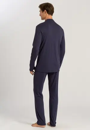 Hanro Night And Day Button Front Cotton Pajama Set - Black Iris