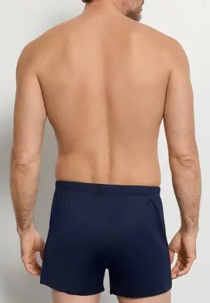 Hanro Cotton Sporty Button Fly Cotton Boxer - Deep Navy