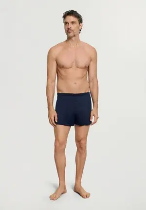 Hanro Cotton Sporty Button Fly Cotton Boxer - Deep Navy