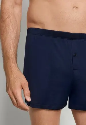 Hanro Cotton Sporty Button Fly Cotton Boxer - Deep Navy