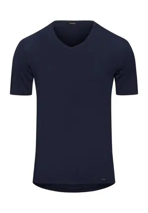 Hanro Natural Function Tencel And Cotton Fitted V-neck T-shirt Deep Navy