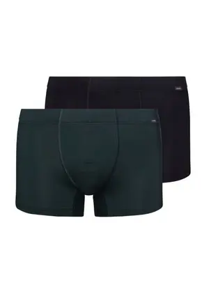 Hanro Cotton Essentials 2-pack Cotton Boxer Briefs With Covered Waistband Laurel/black