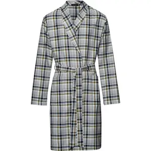Hanro Cozy Comfort 100% Woven Cotton Flannel Robe Wintry Check