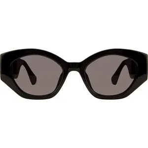 Kurt Geiger 51mm Round Sunglasses - Black/ Smoke