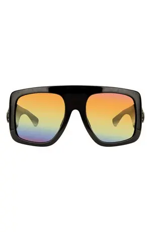 Kurt Geiger 62mm Oversized Rectangular Sunglasses - Black/ Rainbow