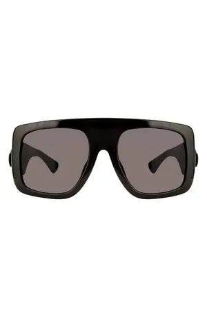 Kurt Geiger 62mm Oversized Rectangular Sunglasses - Black/ Smoke