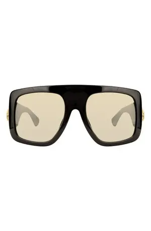 Kurt Geiger 62mm Oversized Rectangular Sunglasses - Black/brown Gold